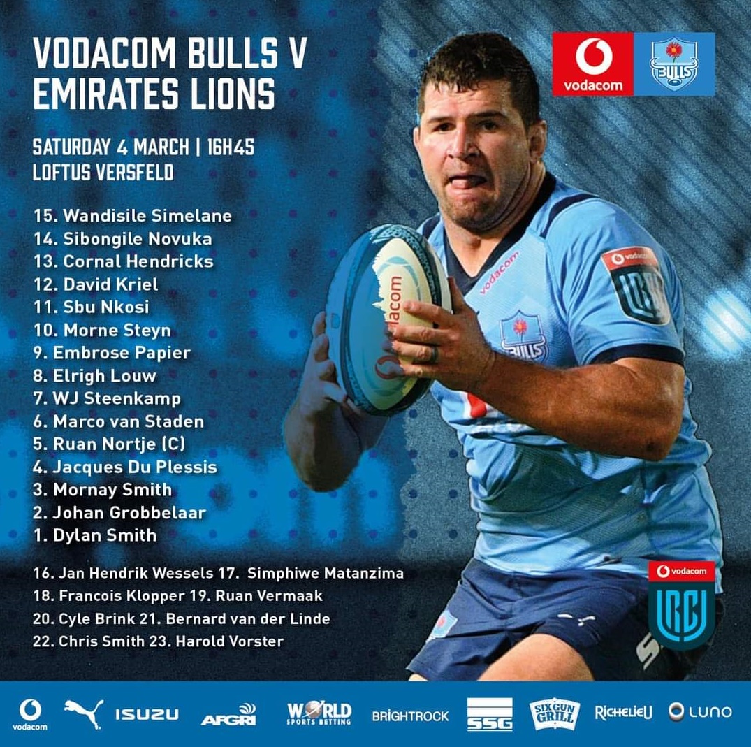 New Faces In Bulls Team For URC Battle Against Lions Rekord